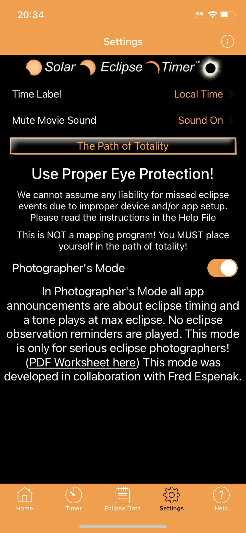 Solar Eclipse Timer App